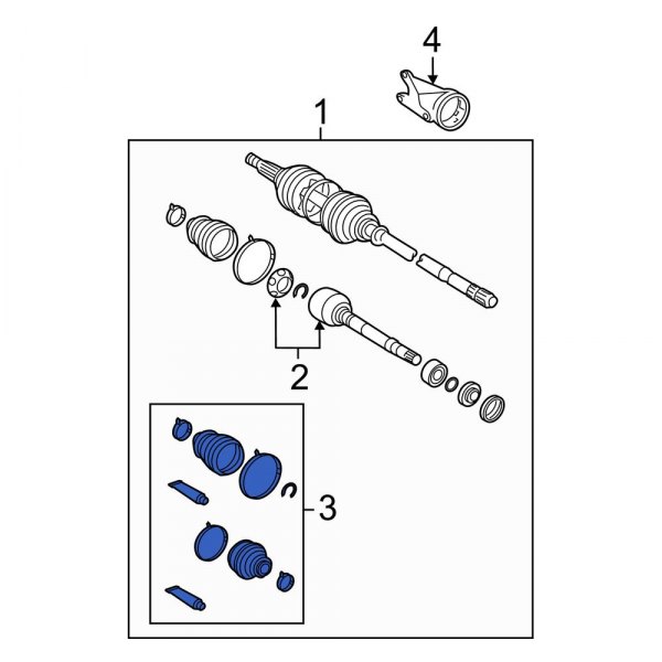 Toyota OE 044290T010 - Rear Left Outer CV Joint Boot Kit
