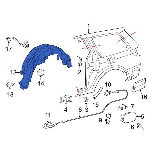 Toyota OE 6563708011 - Rear Right Quarter Panel Splash Shield