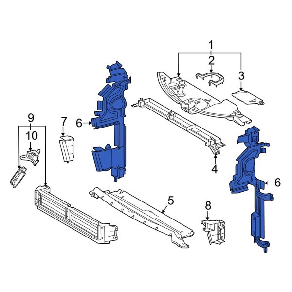 Toyota OE 16595F0230 - Front Left Radiator Support Air Deflector