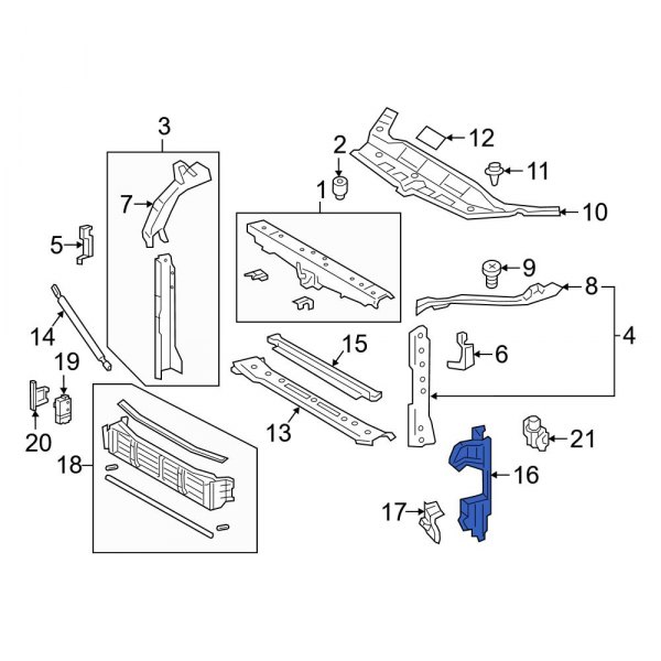 Toyota OE 16595F0110 - Front Left Radiator Support Baffle
