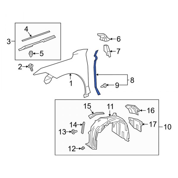 Toyota OE 5388307020 - Front Left Fender Insulator