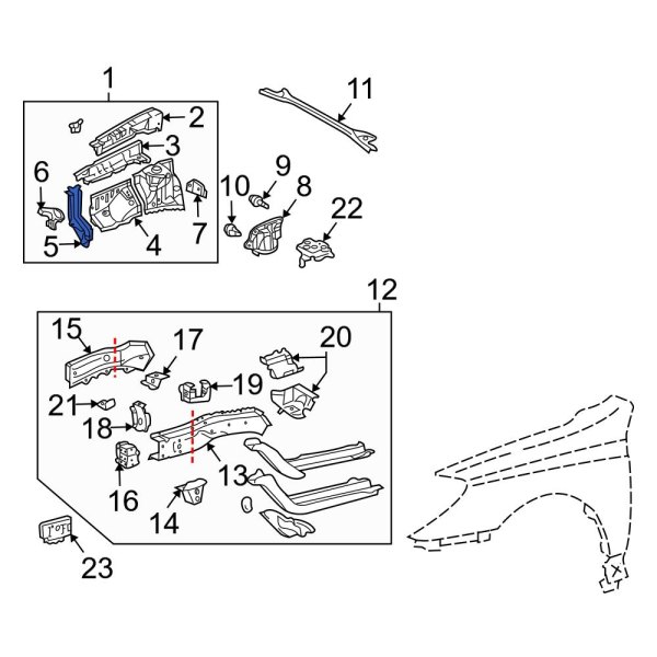 Toyota OE 5371306040 - Front Right Fender Apron Extension