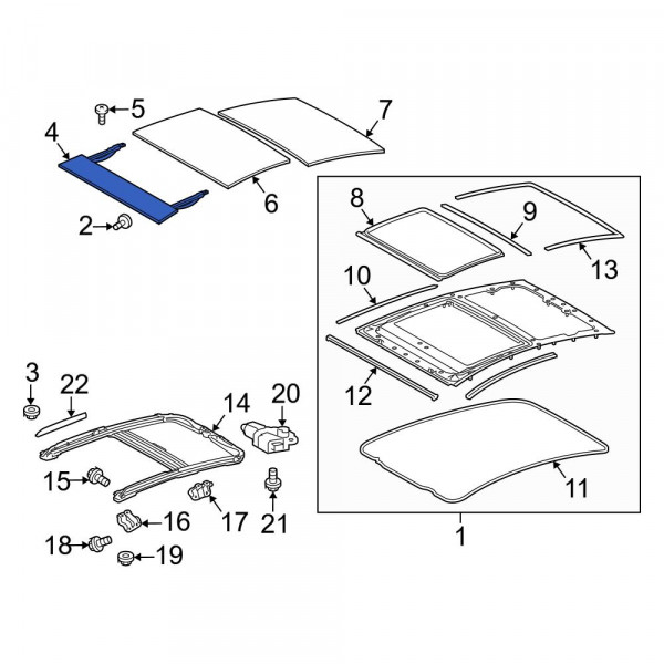 Toyota OE 6320147010 - Front Roof Panel Glass