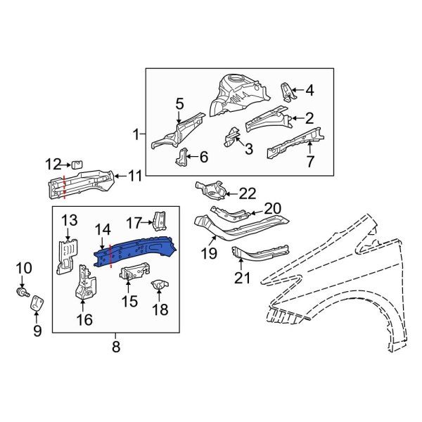 Toyota OE 5711112230 - Front Right Inner Frame Side Member