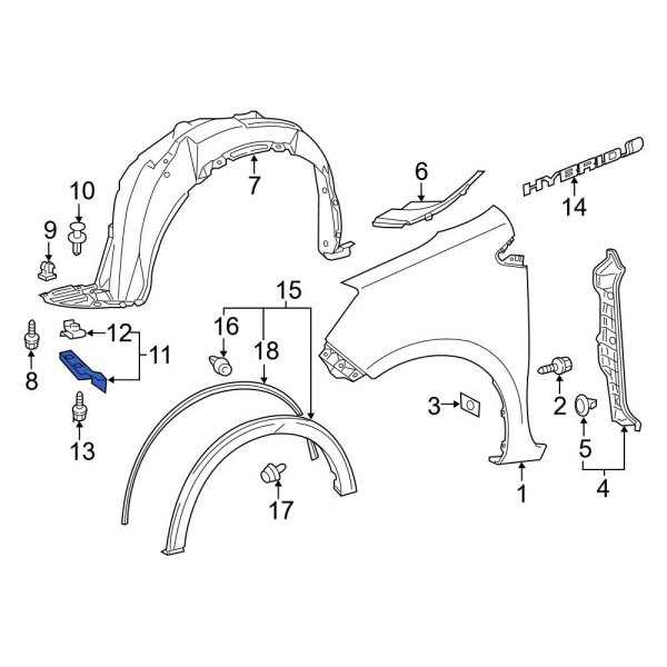 Toyota OE 5385252180 - Front Left Fender Liner Extension