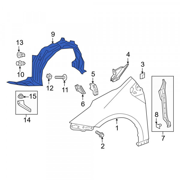 Toyota OE 5387647130 - Front Left Fender Splash Shield