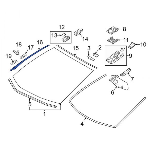 Toyota OE 7553647020 - Front Left Windshield Molding
