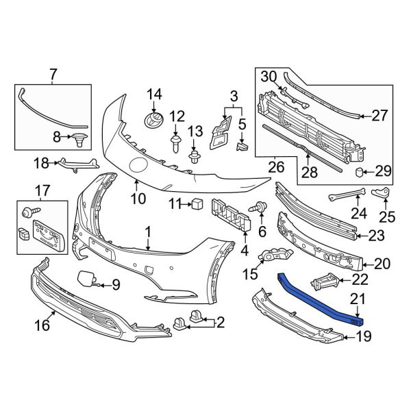 Toyota OE 5213247020 - Front Lower Bumper Impact Bar