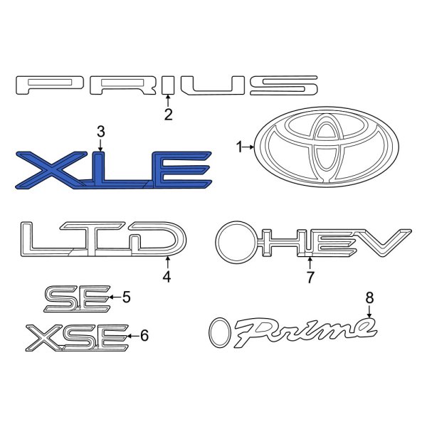 Toyota OE 7544447150 - Rear Hatch Emblem