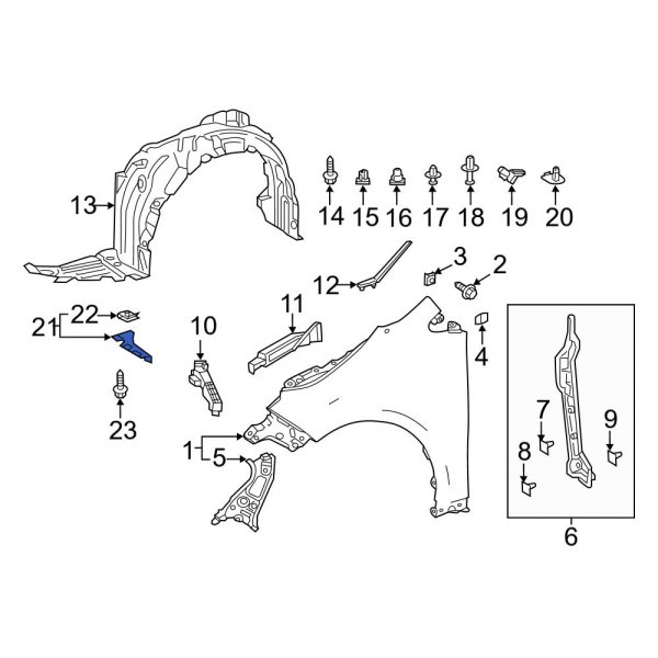 Toyota OE 5385102210 - Front Right Fender Liner Extension