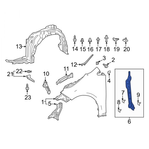 Toyota OE 5382702240 - Front Right Fender Insulator