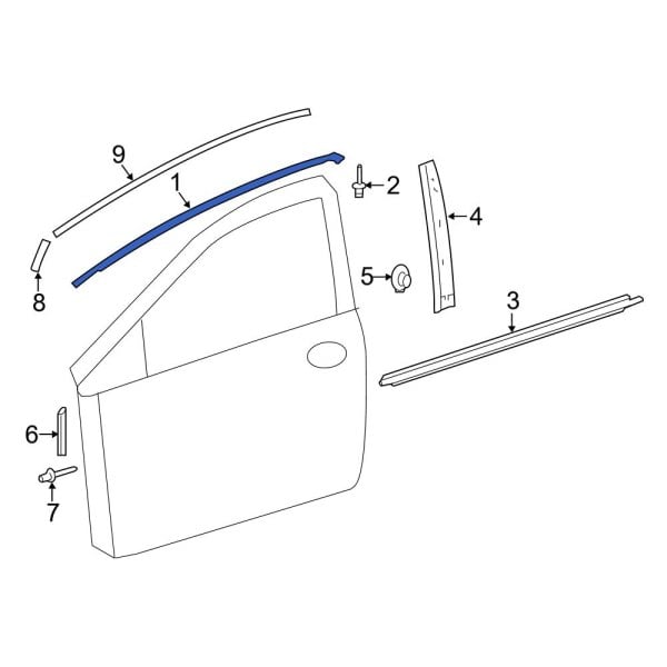 Toyota OE 7575302010 - Front Right Upper Door Reveal Molding