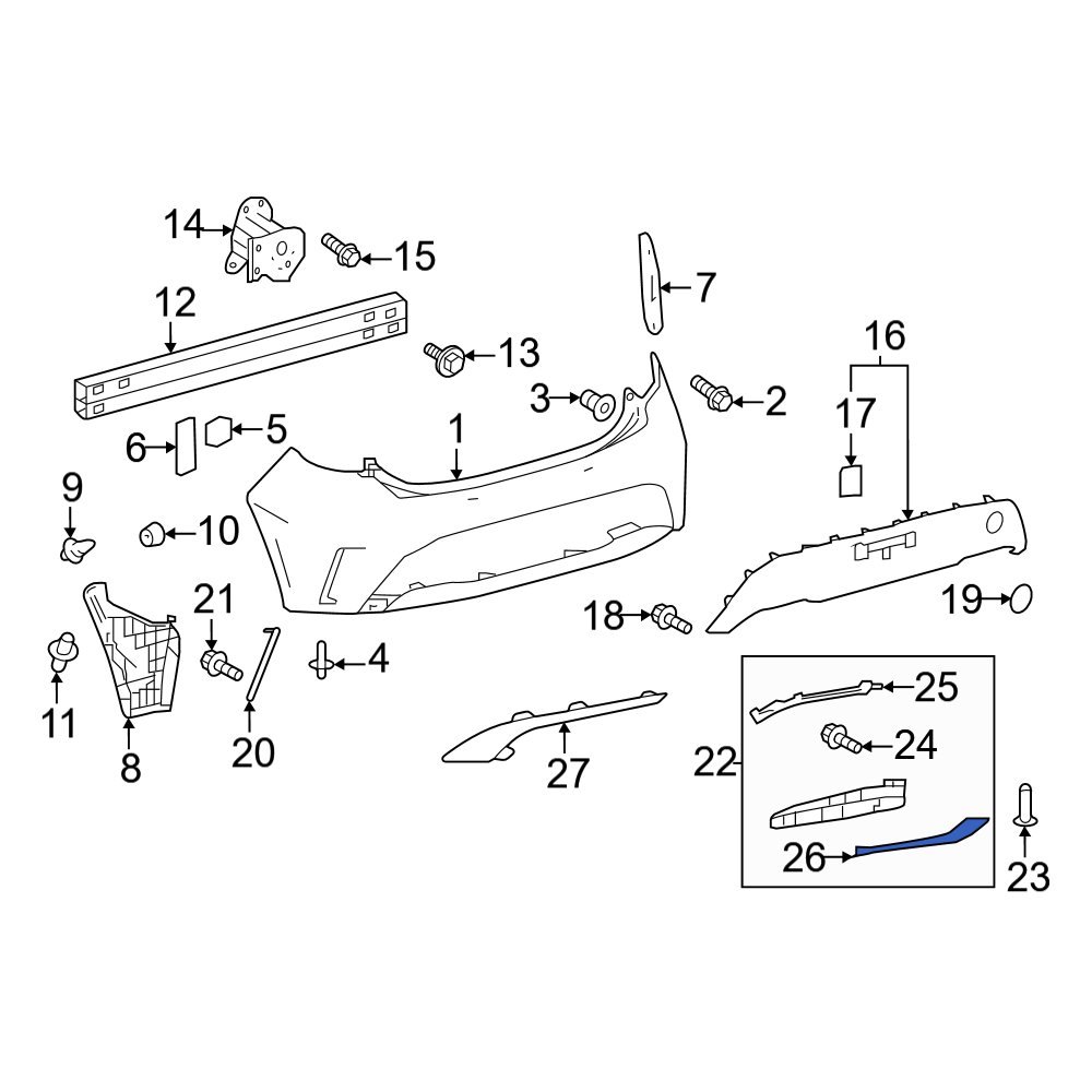 Toyota OE 5272412020 - Rear Left Lower Bumper Trim