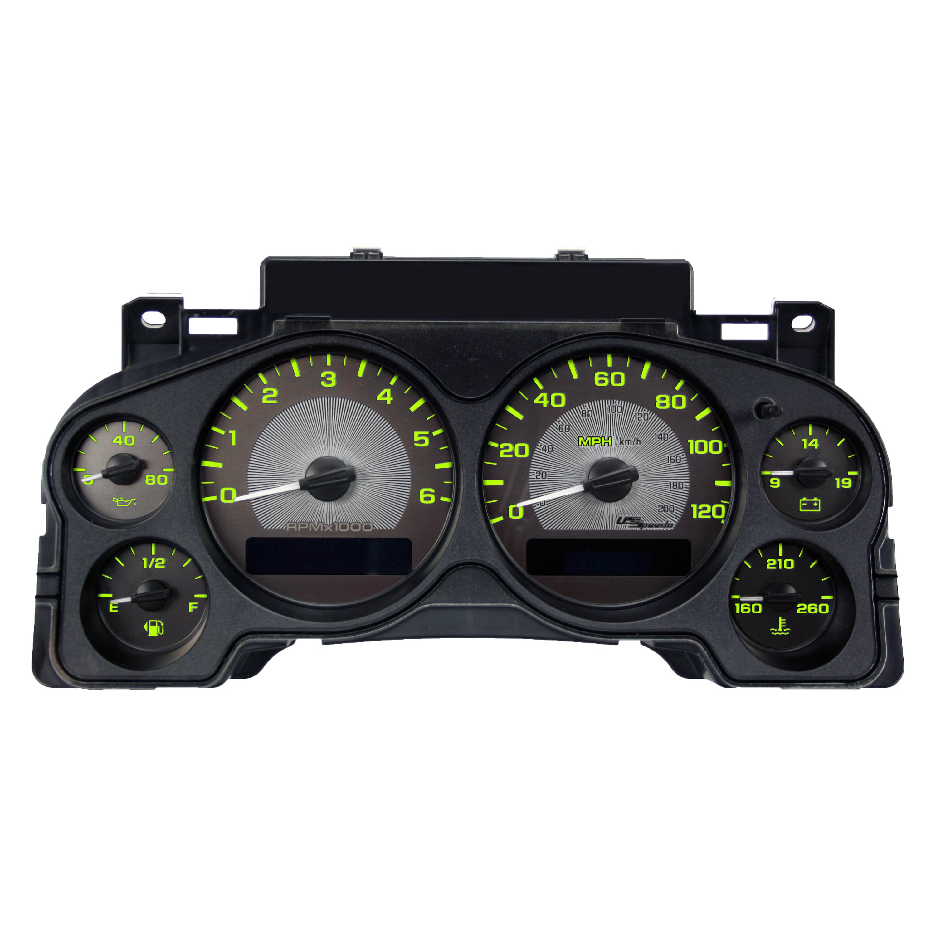 US Speedo® SEGM27W - Stealth Edition Gauge Face Kit, 120 MPH