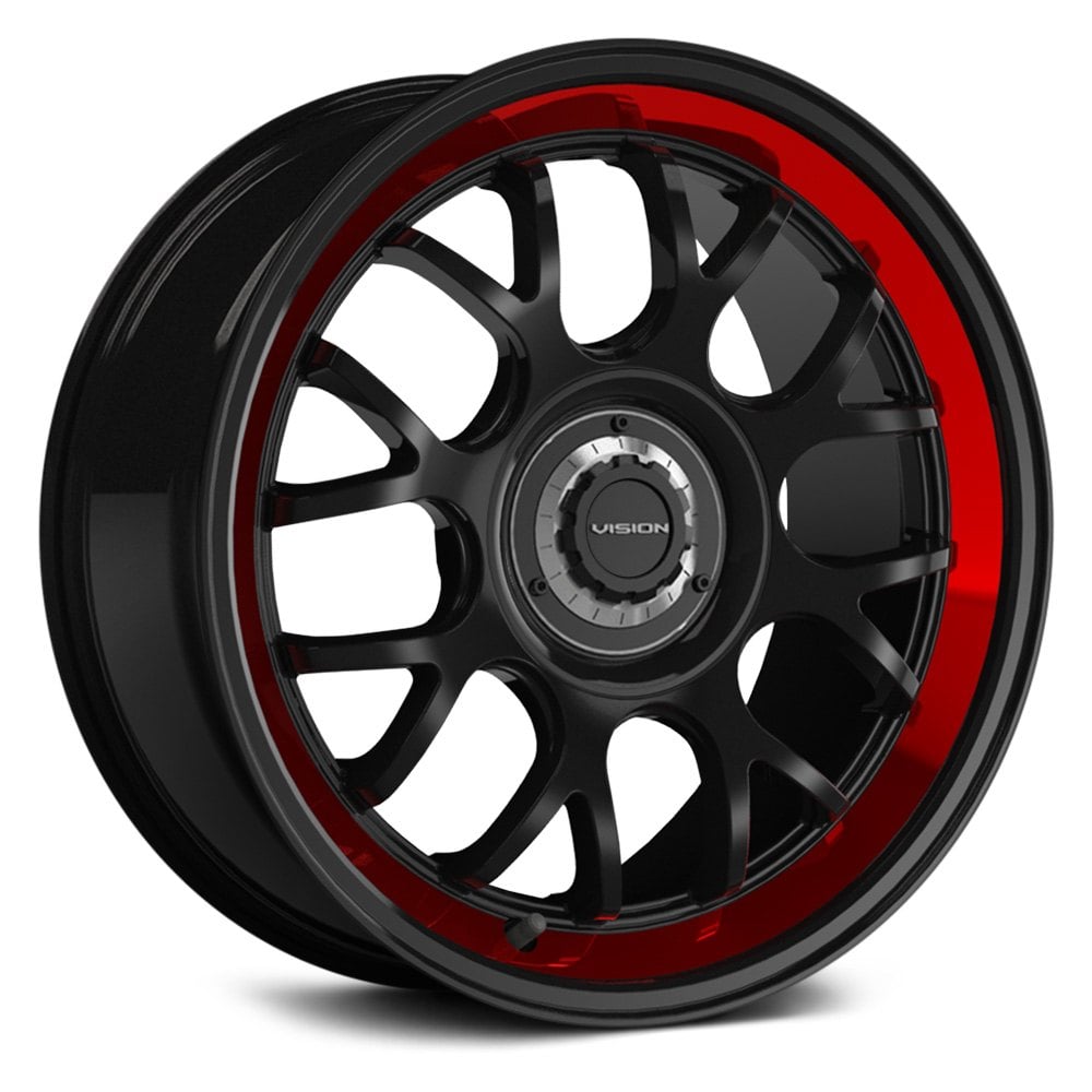 VISION® 478 ALPINE Wheels - Gloss Black with Red Tint Brushed Lip Rims
