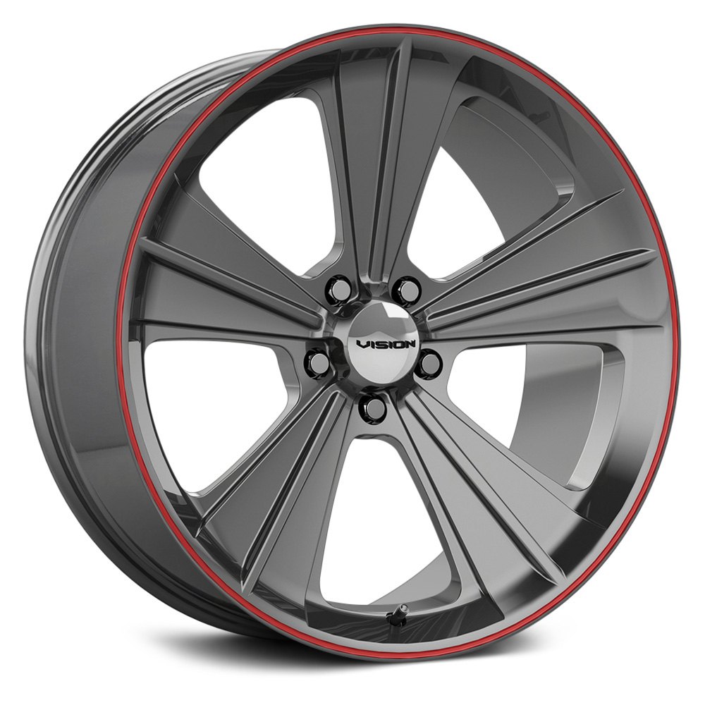 VISION® MISSILE Wheels - Gunmetal with Red Lip Rims