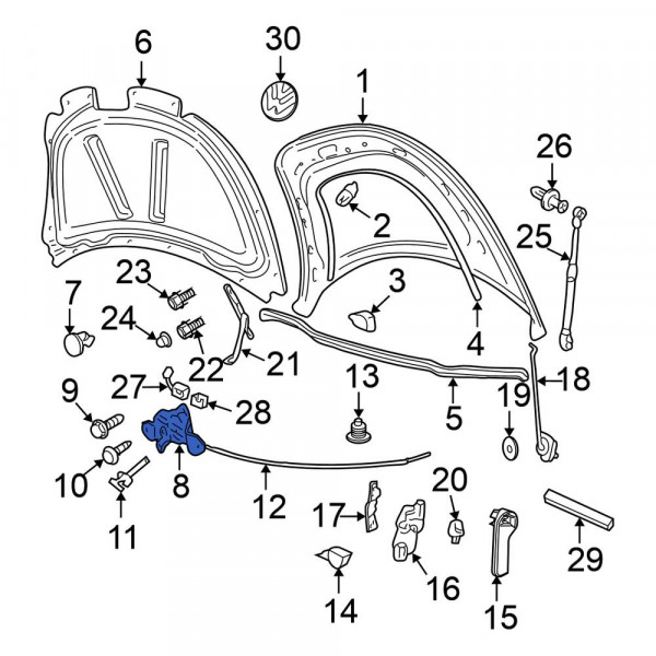 Volkswagen OE 1C0823509AE - Front Hood Latch
