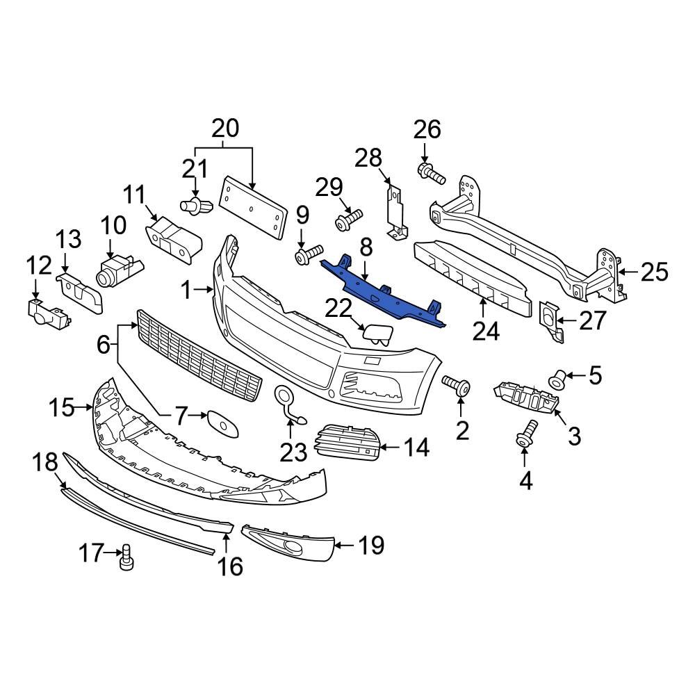 Volkswagen OE 7P6807192 - Front Center Bumper Cover Support Rail