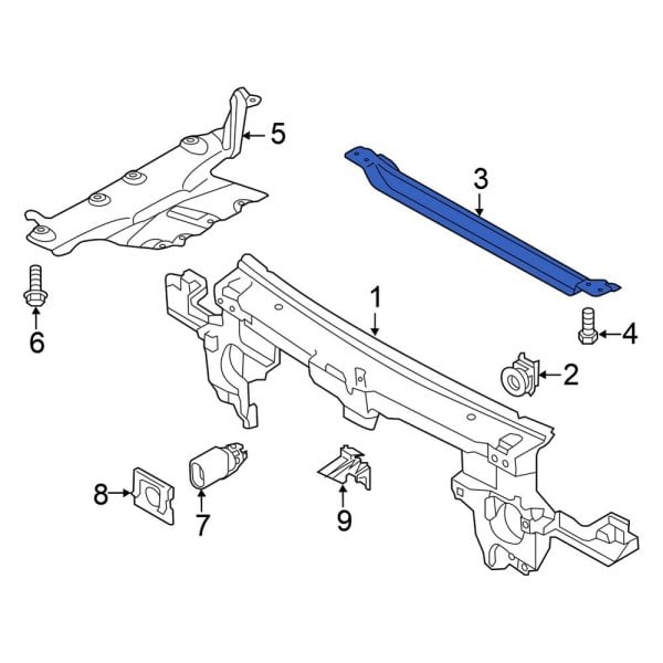 Volkswagen OE 7P0805551 - Front Lower Radiator Support Tie Bar
