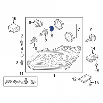 Volkswagen Tiguan Headlight Components | Brackets, Adapters — CARiD.com