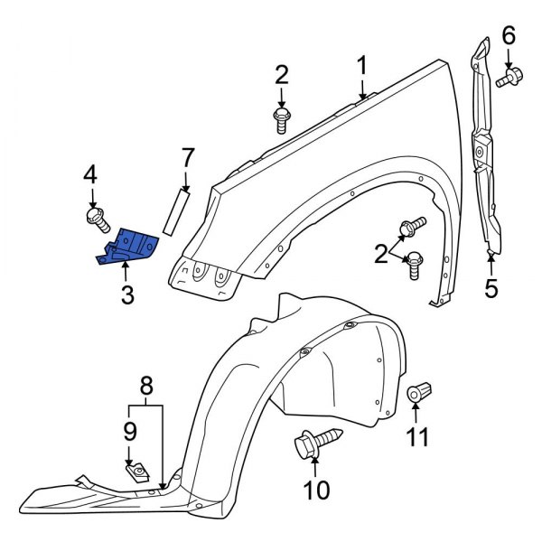 Volkswagen OE 5N0821135 - Left Fender Bracket