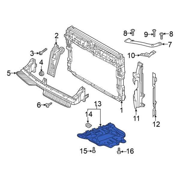 Volkswagen OE 5QF825235C - Front Radiator Support Splash Shield