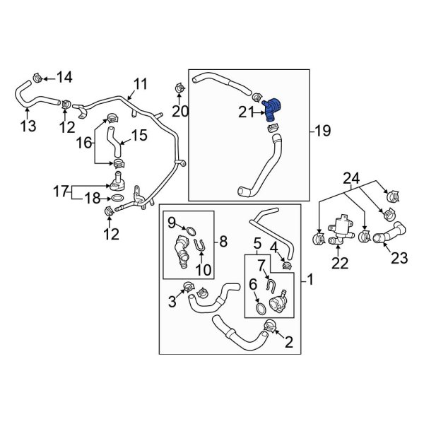 Volkswagen OE 5Q0122291BB - Left Center Radiator Coolant Hose Adapter