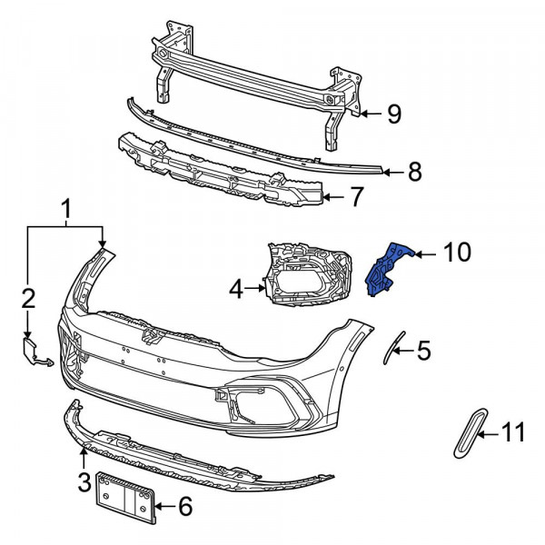 Volkswagen OE 5H0807050D - Front Right Bumper Guide