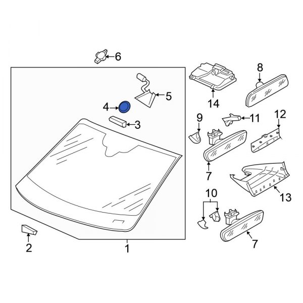 Volkswagen OE 4M0845543 - Front Interior Rear View Mirror Mounting Base