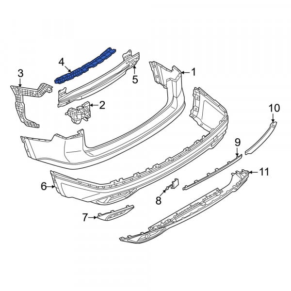 Volkswagen OE 3CN807863B - Rear Center Bumper Cover Support Rail