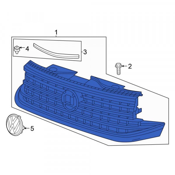 Volkswagen OE 3CM853651RBUS - Front Upper Grille