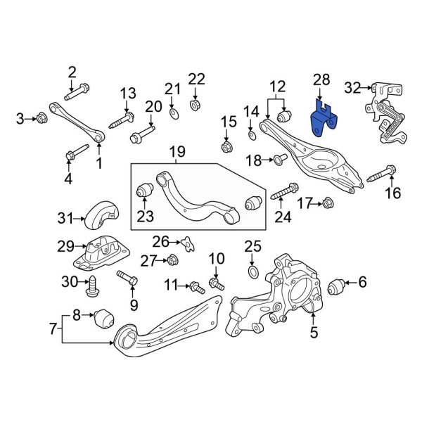 Volkswagen OE 3QF199231D - Front Left Rearward Suspension Control Arm ...
