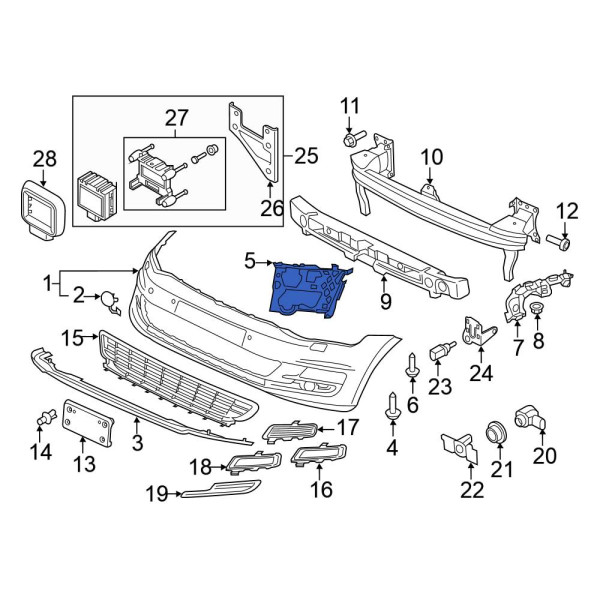 Volkswagen OE 5GM807724 - Front Right Bumper Cover Support Rail