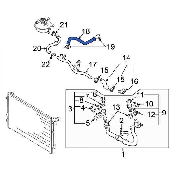 Volkswagen OE 5Q0122101DT - Upper Radiator Coolant Hose