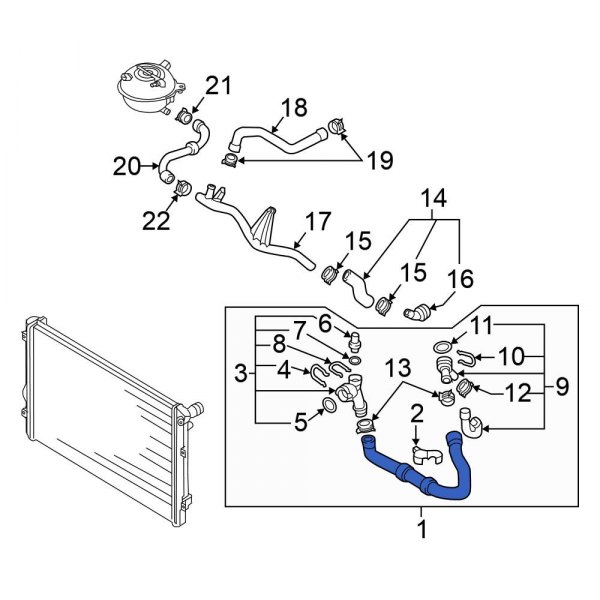 Volkswagen OE 5Q0122101DT - Upper Radiator Coolant Hose