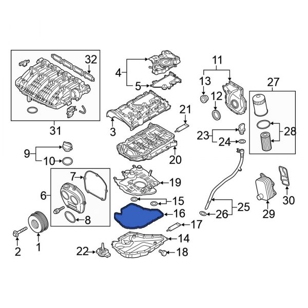 Volkswagen OE 06K103649J - Lower Engine Oil Pan Gasket