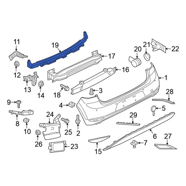 Volkswagen OE 5GM807863D - Rear Center Bumper Cover Support Rail