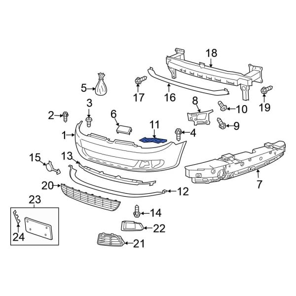Volkswagen OE 5K0807227A - Front Left Bumper Guide
