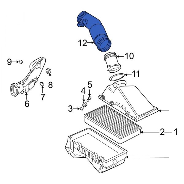 Volkswagen OE 1J0129684AA - Upper Engine Air Intake Hose