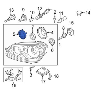 Volkswagen Tiguan Headlight Components | Brackets, Adapters — CARiD.com