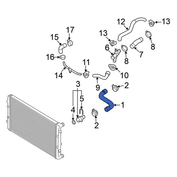 Volkswagen OE 1K0122101LA - Upper Radiator Coolant Hose