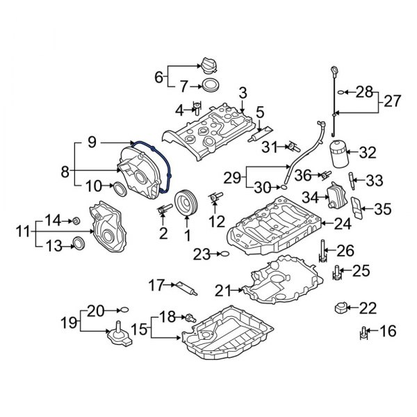 Volkswagen OE 06H103483C - Engine Timing Cover Gasket