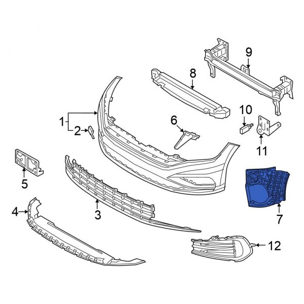 Volkswagen OE 17A807724C - Front Right Bumper Cover Support Rail