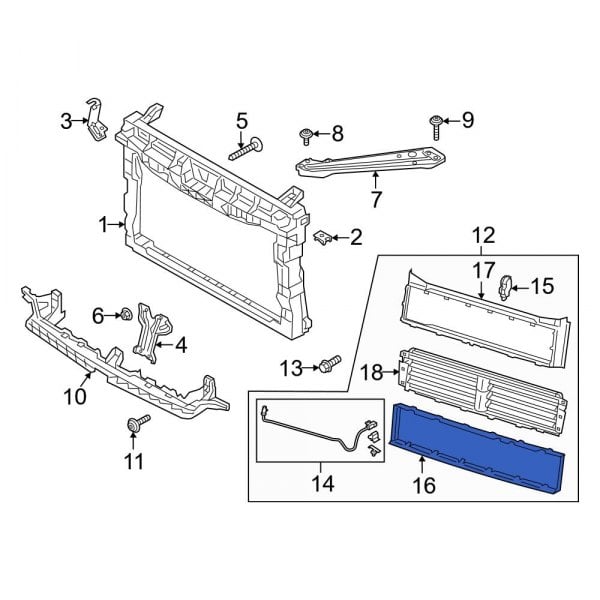 Volkswagen OE 17A122327D - Front Radiator Shutter Bracket