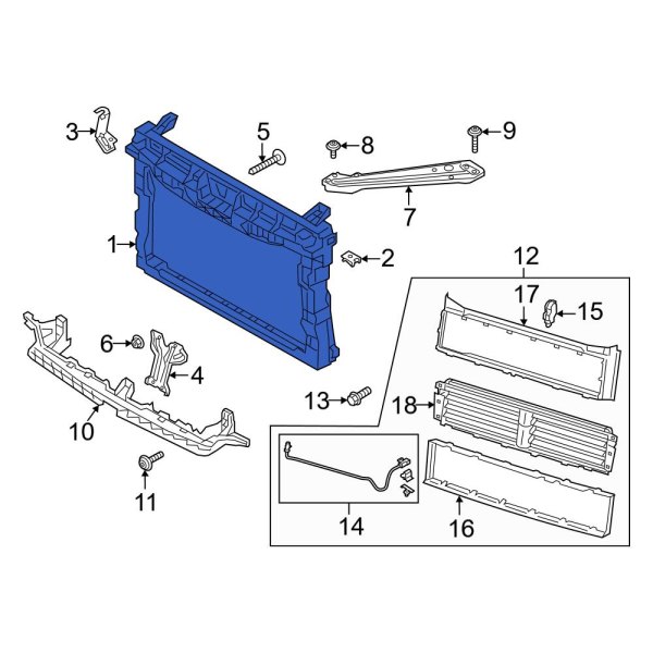Volkswagen OE 17A805588E - Front Radiator Support Panel