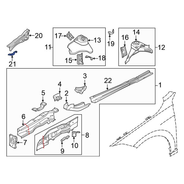 Volkswagen OE 17A804594 - Right Headlight Bracket