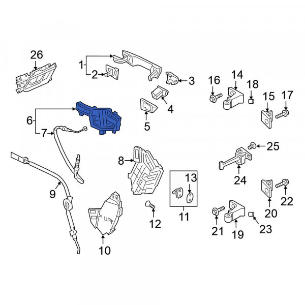 Volkswagen OE 17A837812E - Rear Right Exterior Door Handle Reinforcement