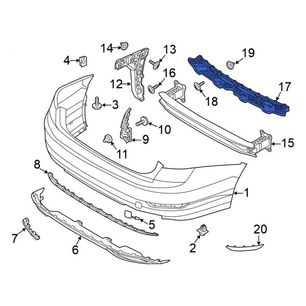 Volkswagen OE 17A807863 - Rear Bumper Cover Support Rail