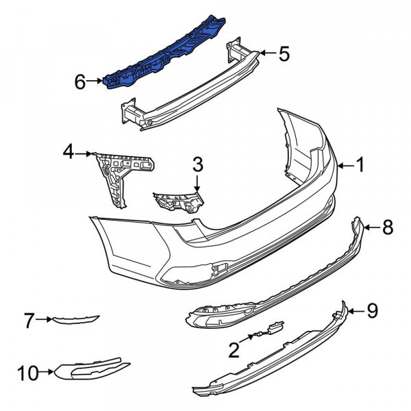 Volkswagen OE 17A807863B - Rear Bumper Cover Support Rail