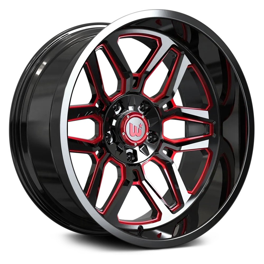 WESTERN WHEELS® RANGER Wheels - Gloss Black with Red Milled Accents Rims